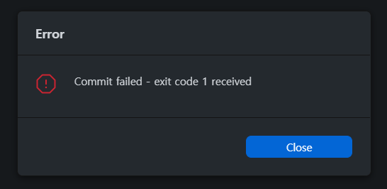 [git] commit failed - exit code 1 received 해결법