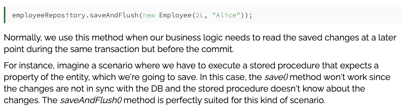 JPA - save() 와 saveAndFlush() 의 차이