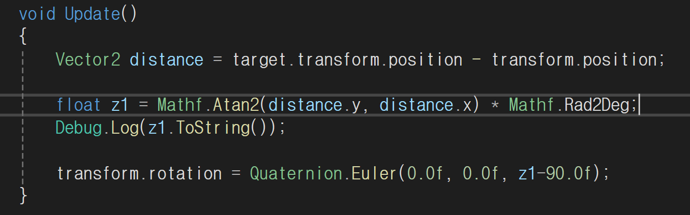 유니티 Mathf.Atan2 함수