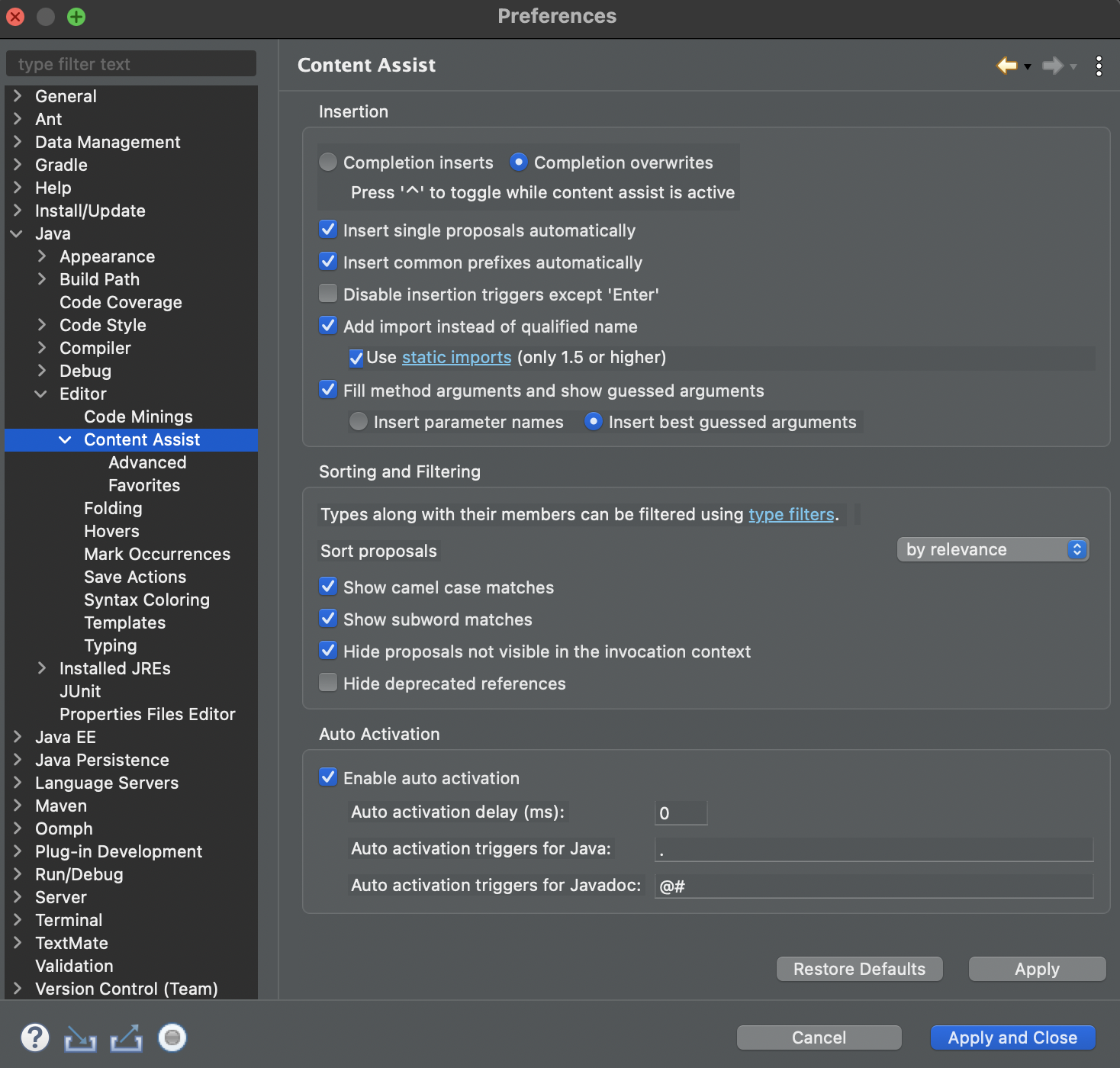 이클립스 자동완성 기능 (Ctrl + space)
