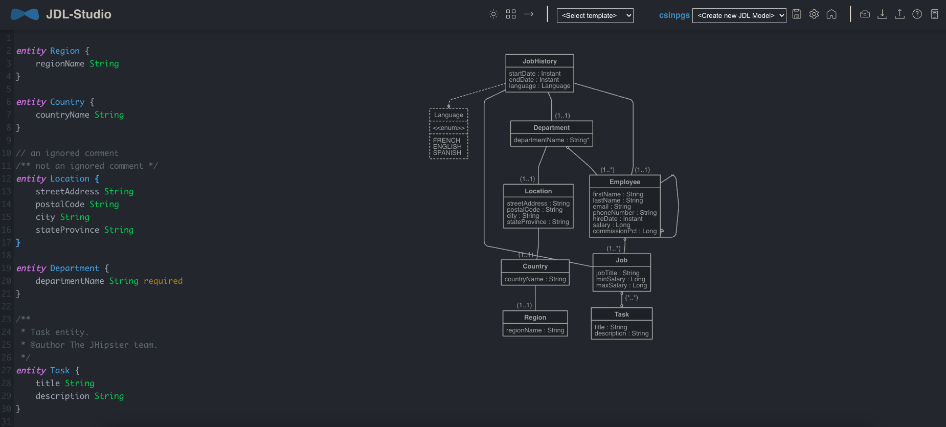 JHipster의 JDL로 애플리케이션 생성하기