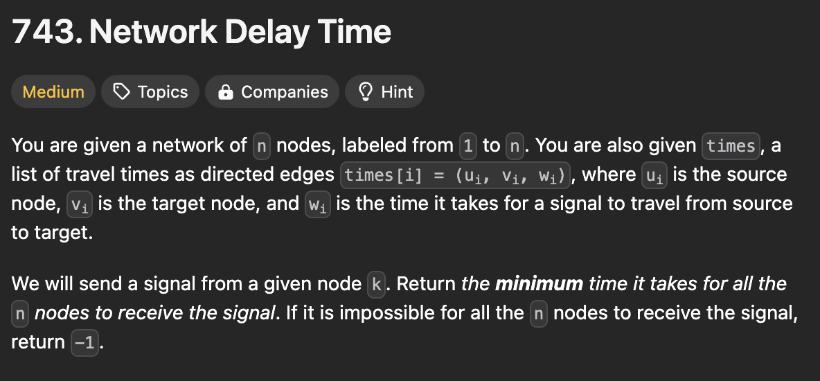 프로그래머스 Network Delay Time