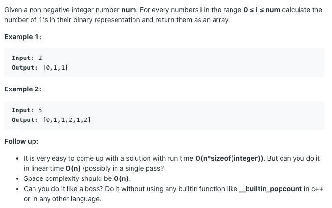 Leetcode 338. Counting Bits