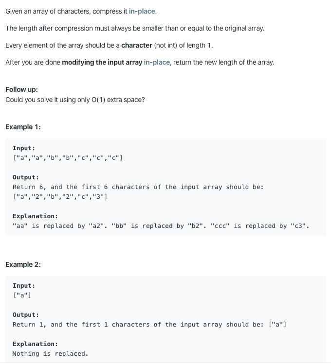 Leetcode 443. String Compression