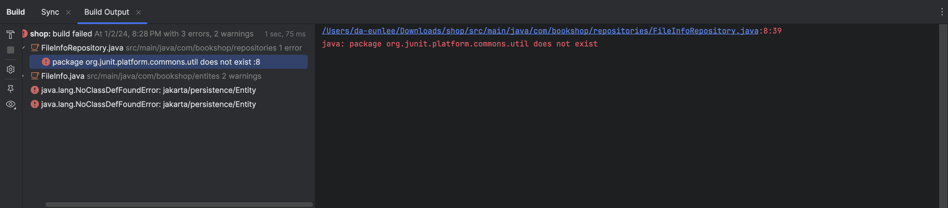 Spring Jpa Noclassdeffounderror 에러