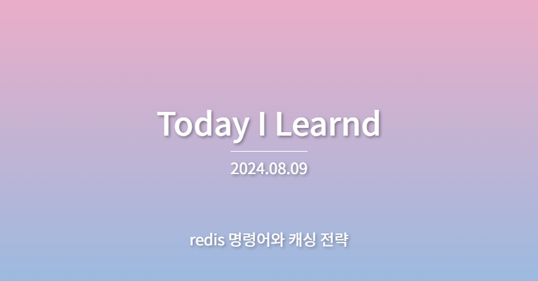[2024.08.09 TIL] redis 명령어와 캐싱 전략