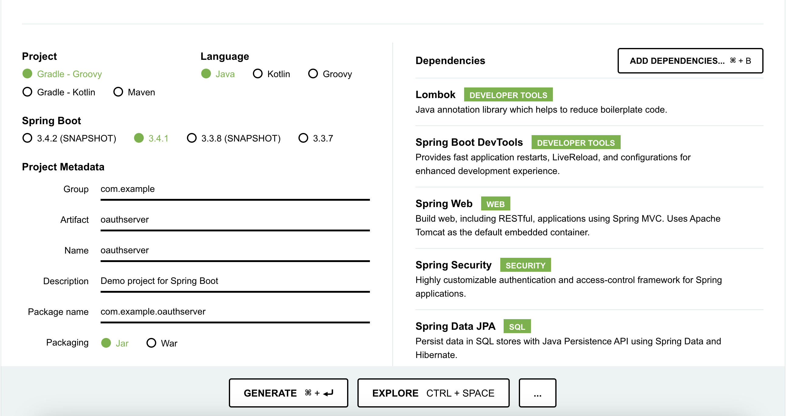 Spring Security Oauth2 Jwt를 이용한 소셜 인증 서버 만들기 2 프로젝트 생성 및 Oauth2