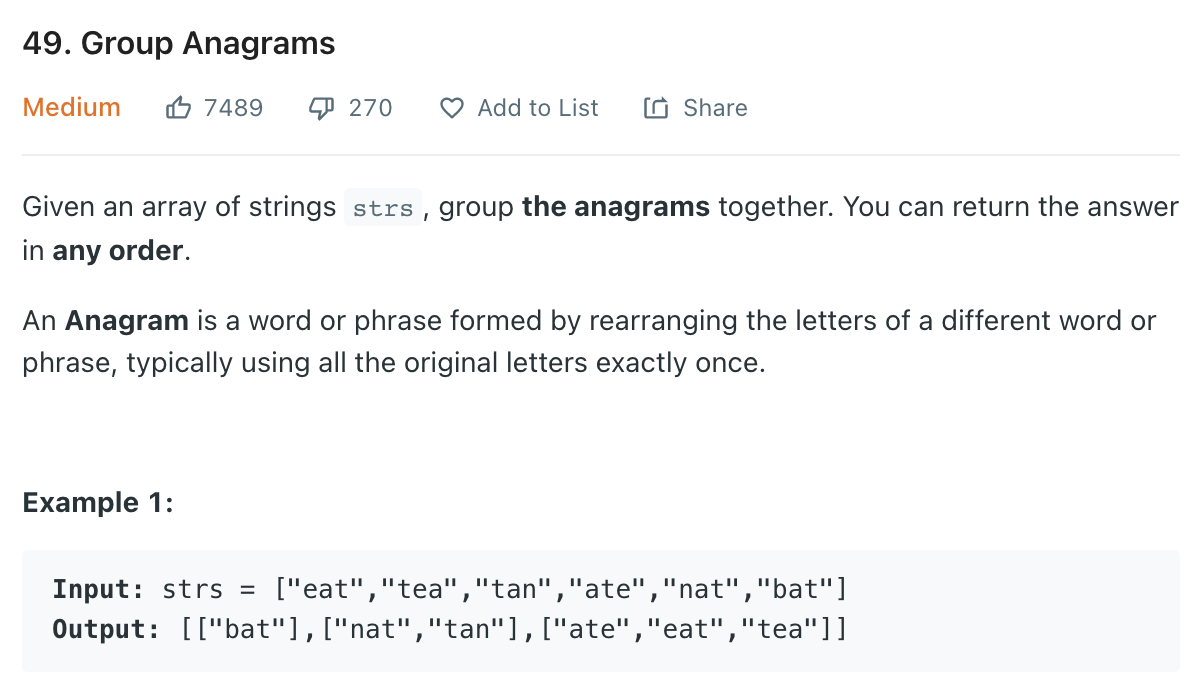 [LeetCode] 49. Group Anagrams