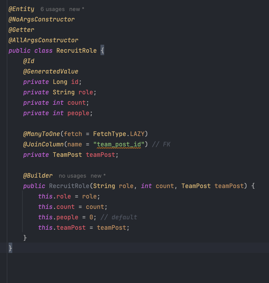 JPA - Null Pointer Exception(feat @builder)