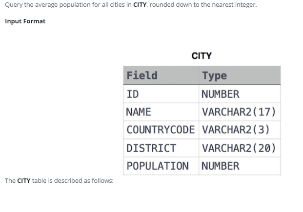 [MSSQL] 해커랭크(HackerRank) - Average Population