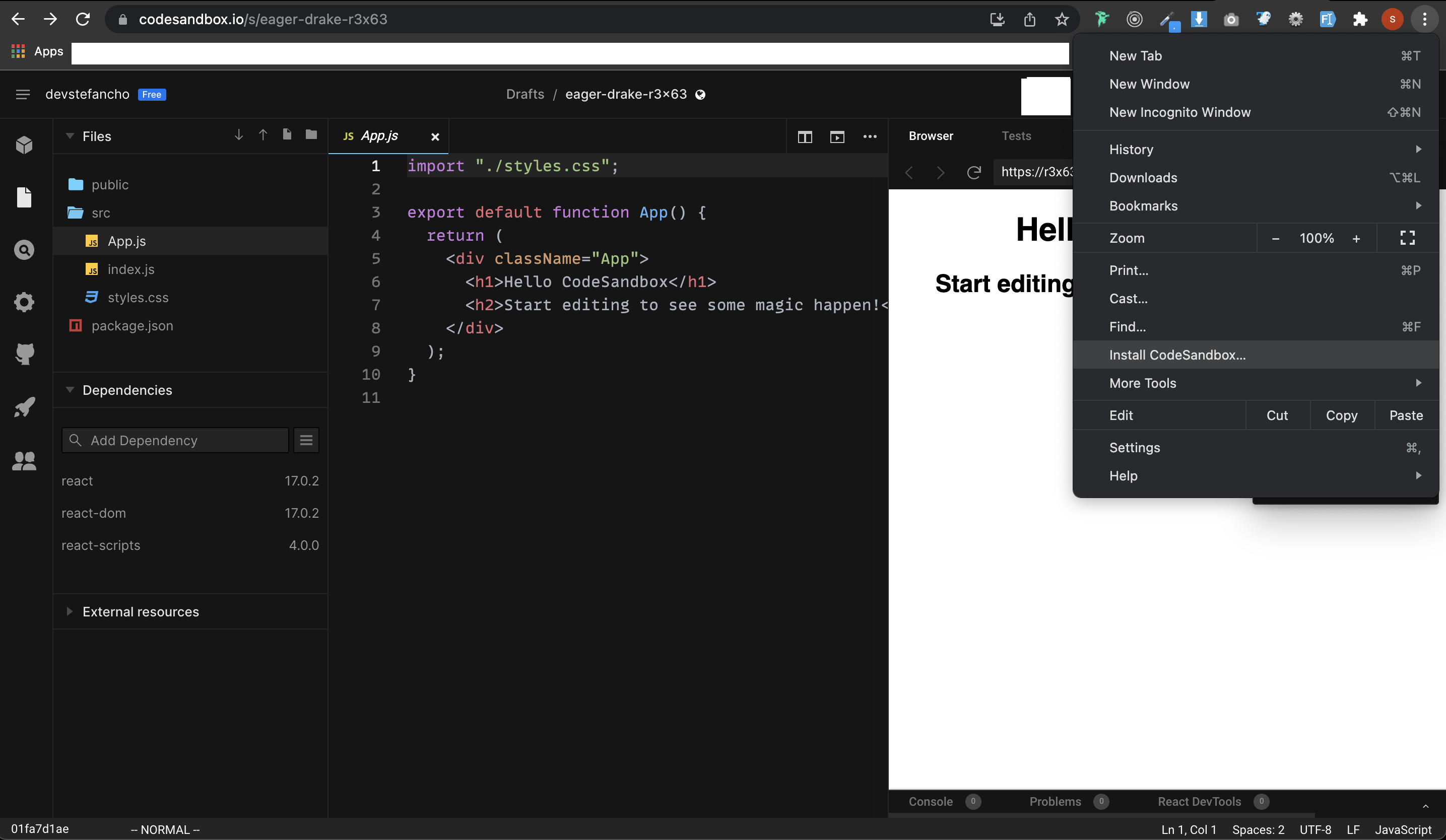 [application] codesandbox desktop설치