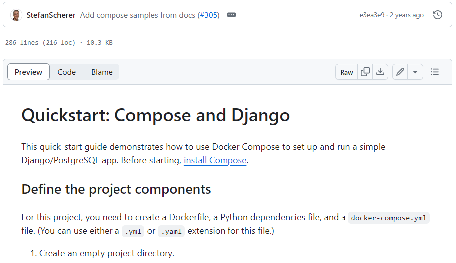 Quickstart: Compose and Django 한글 번역
