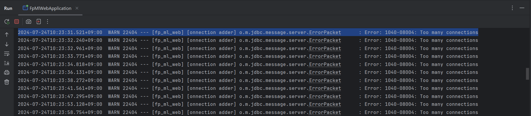 [오류해결] 스프링부트 Error: 1040-08004: Too many connections