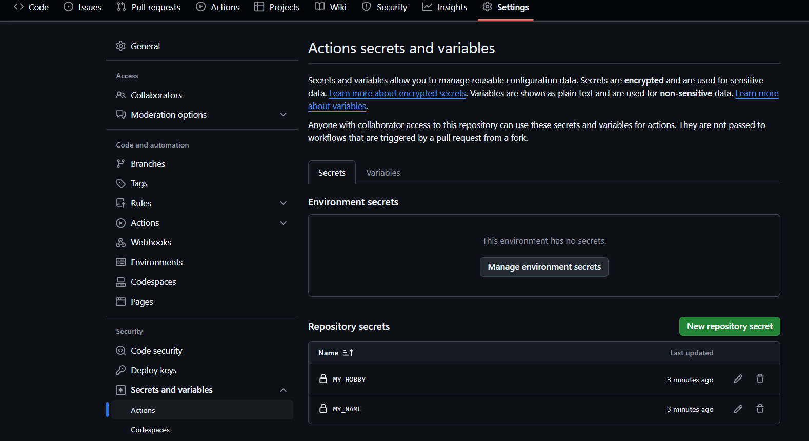 Github-actions-secret