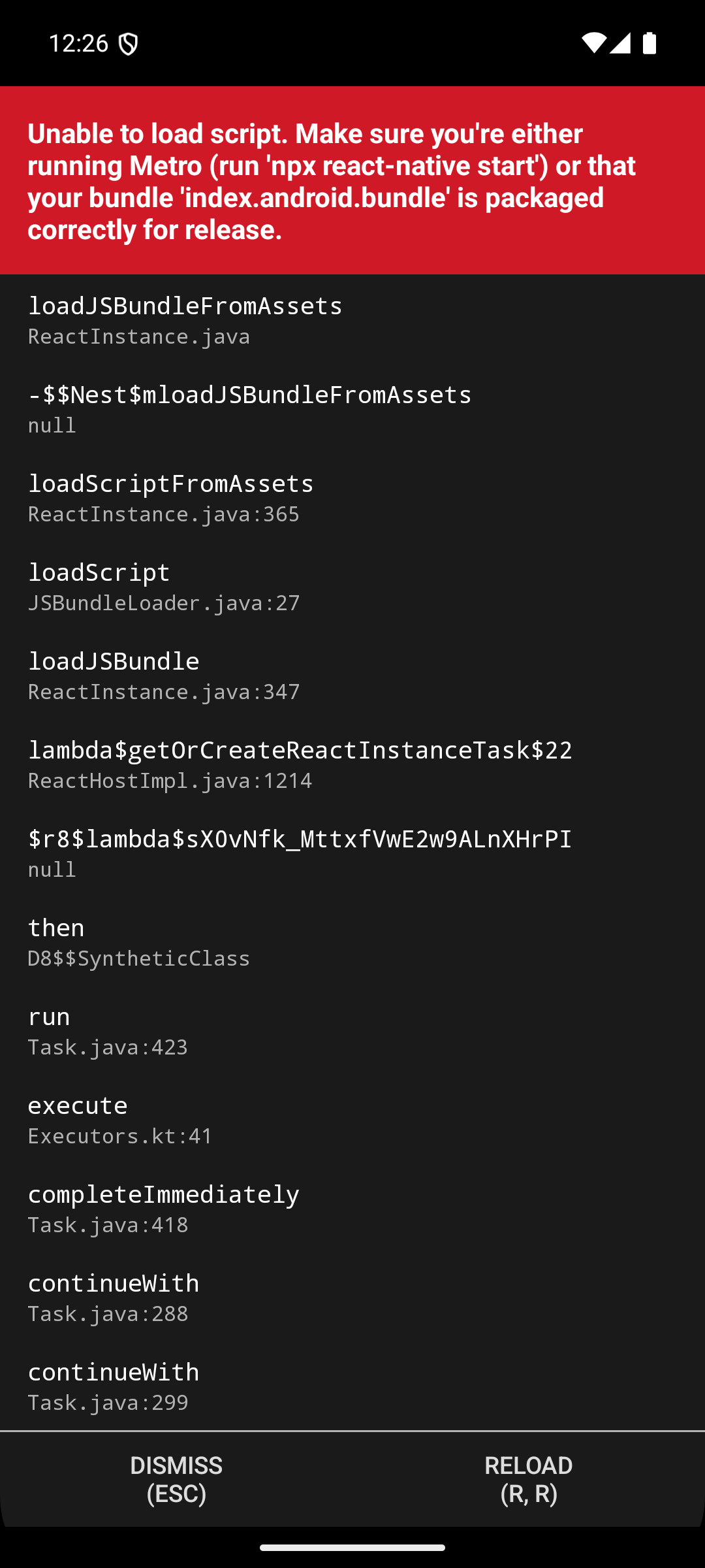 React Native Android 빌드 시 Unable to load script 오류 – 디버그 빌드가 릴리즈처럼 동작하는 현상 해결