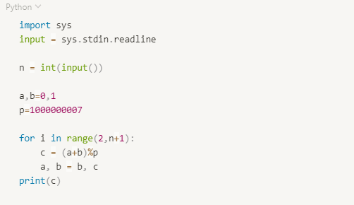 [백준] 11444번 피보나치 수 6 - PYTHON