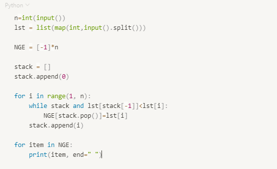 [백준] 17298번 오큰수 - PYTHON