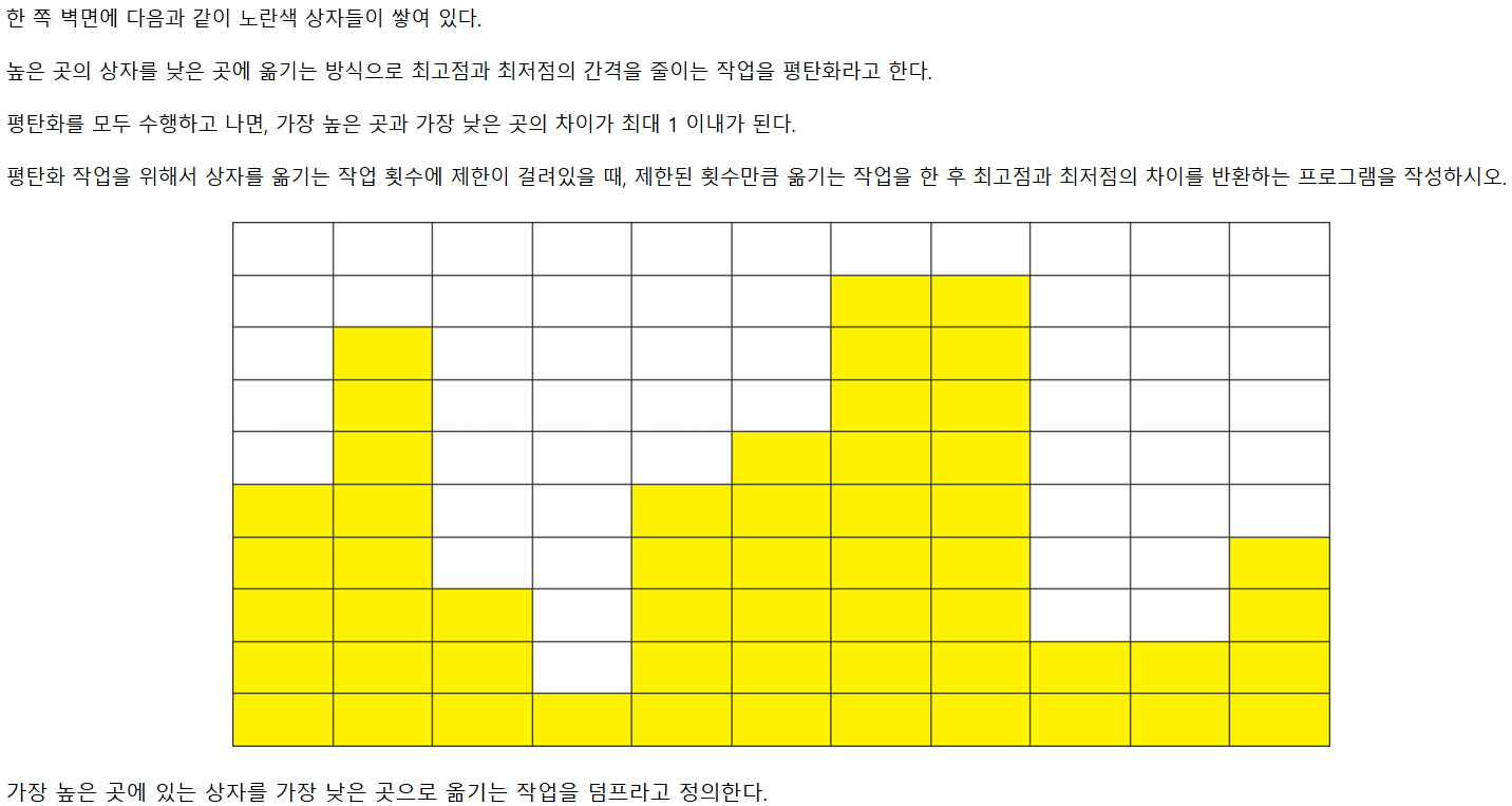 [SWEA] 1208. [S/W 문제해결 기본] 1일차 - Flatten.java