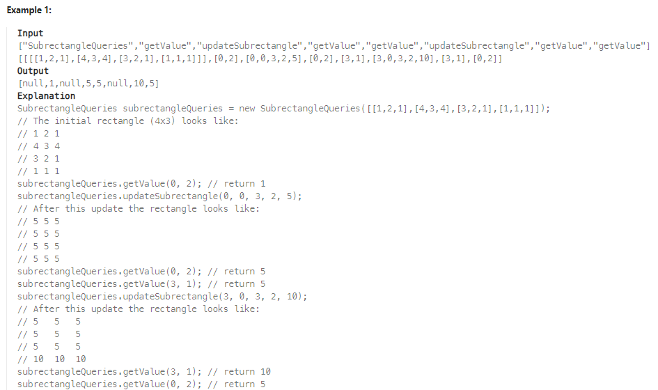[LeetCode] Subrectangle Queries