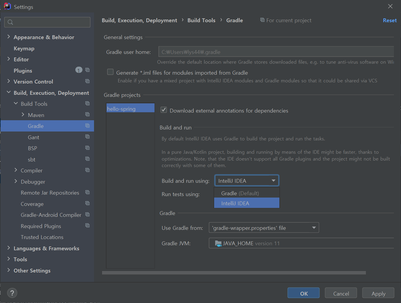IntelliJ 실행시 finished with non-zero exit value 1 에러