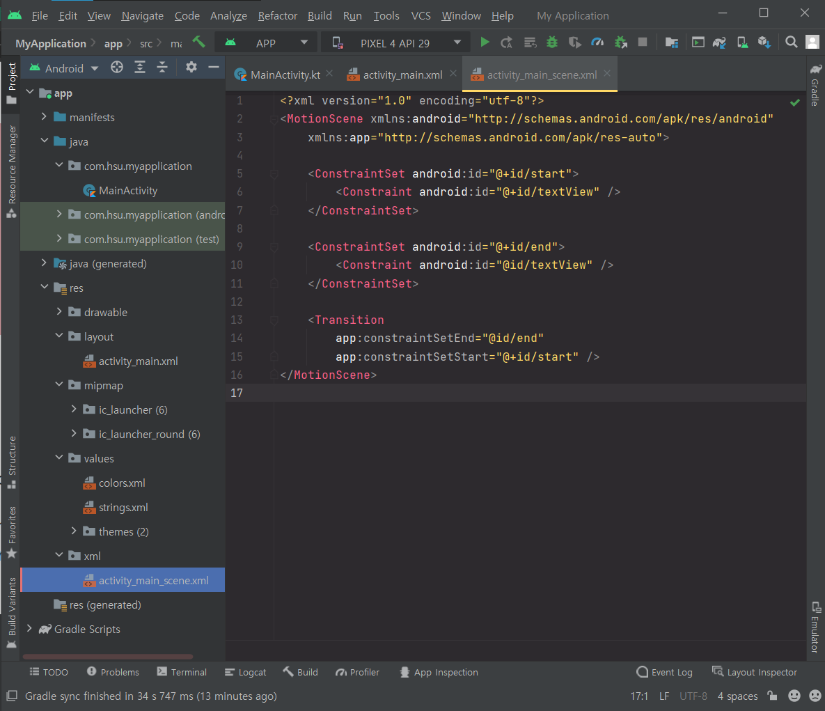 [Android] MotionScene Syntax error: No valid Layout Description