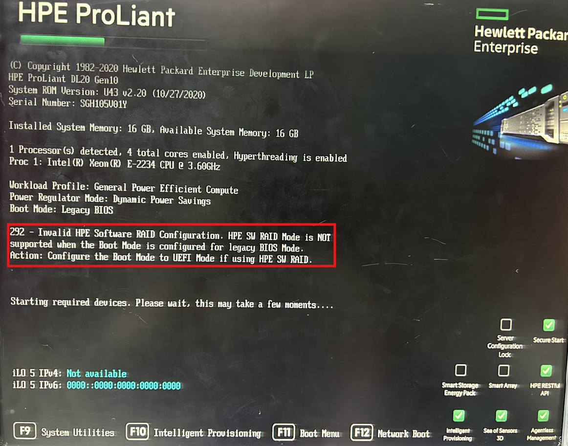 HPE 서버의 BIOS MODE+RAID 컨트롤러 구성