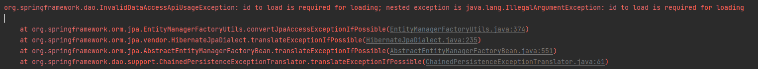 스프링 JPA org.springframework.dao.InvalidDataAccessApiUsageException: id ... 스프링 JPA org.springframework.dao.InvalidDataAccessApiUsageException: id ...