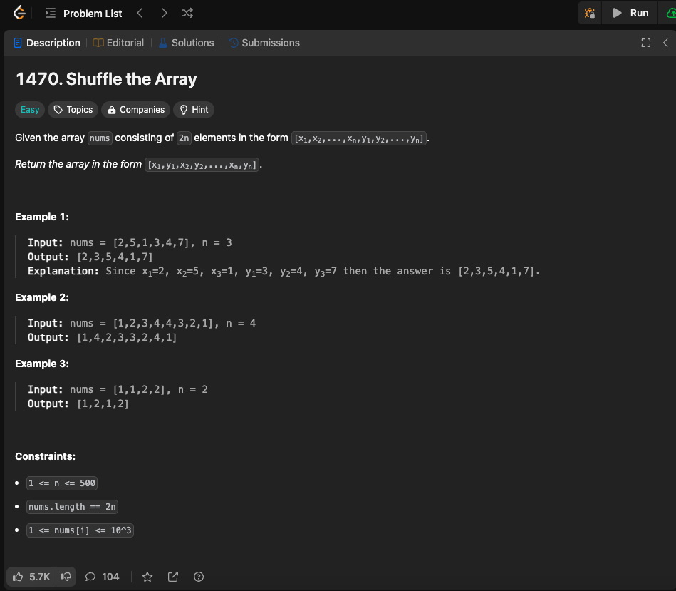 99클럽 코테스터디 26일차TIL_Shuffle the Array