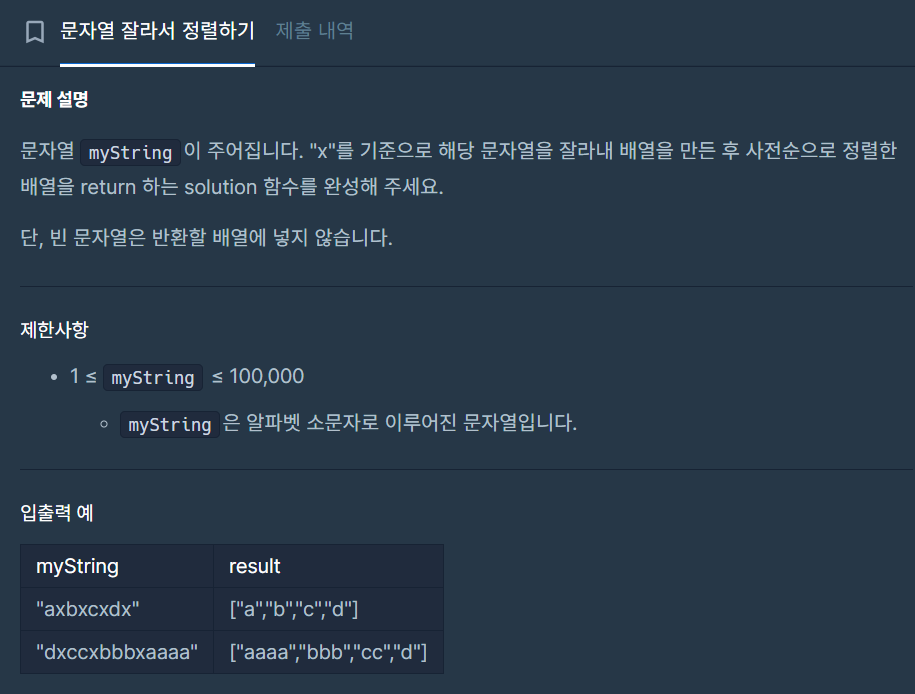 프로그래머스 Java 문자열 잘라서 정렬하기