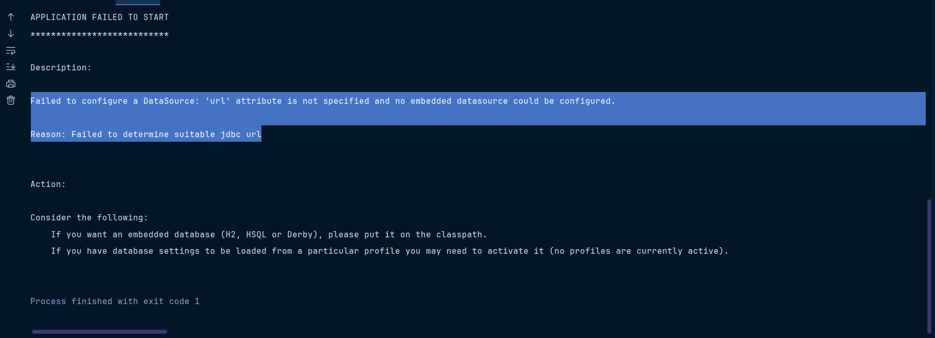 Failed to determine suitable jdbc url 에러