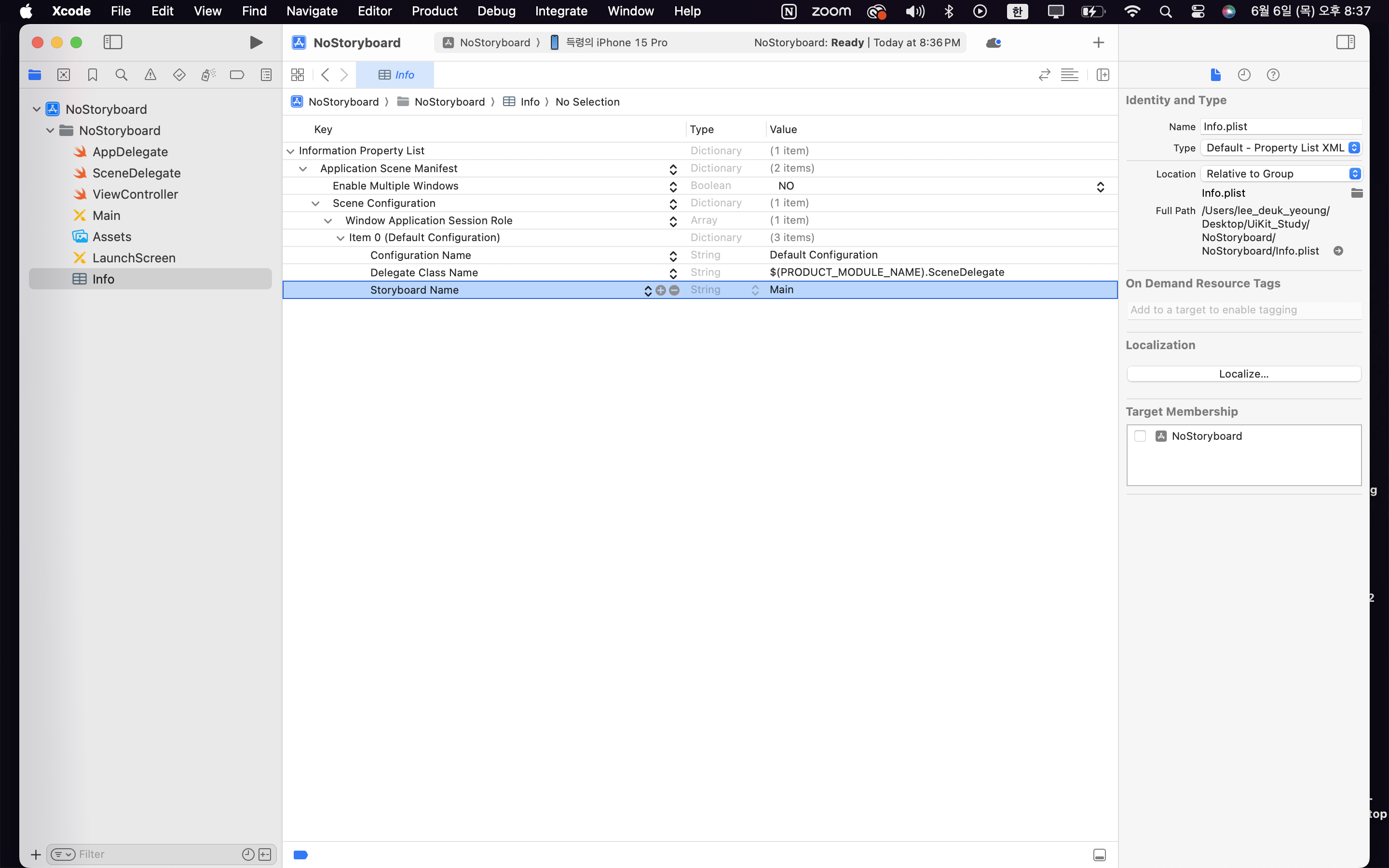 No Storyboard Settings(with canvas)