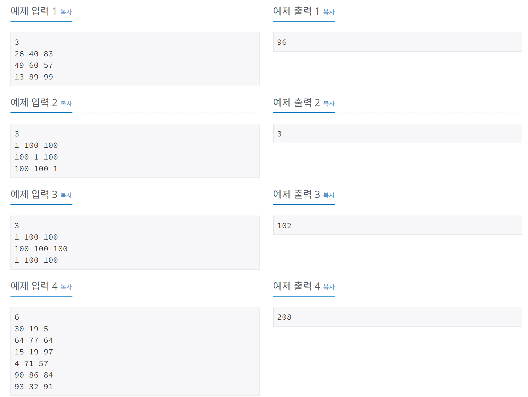 백준 실버1 1149. RGB거리 (python)