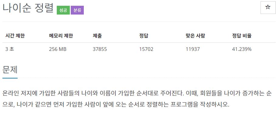 [백준 10814] 나이순 정렬_Python