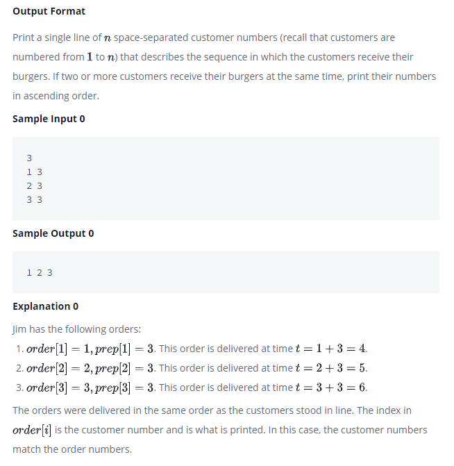 [Hacker Rank] Jim and the Orders
