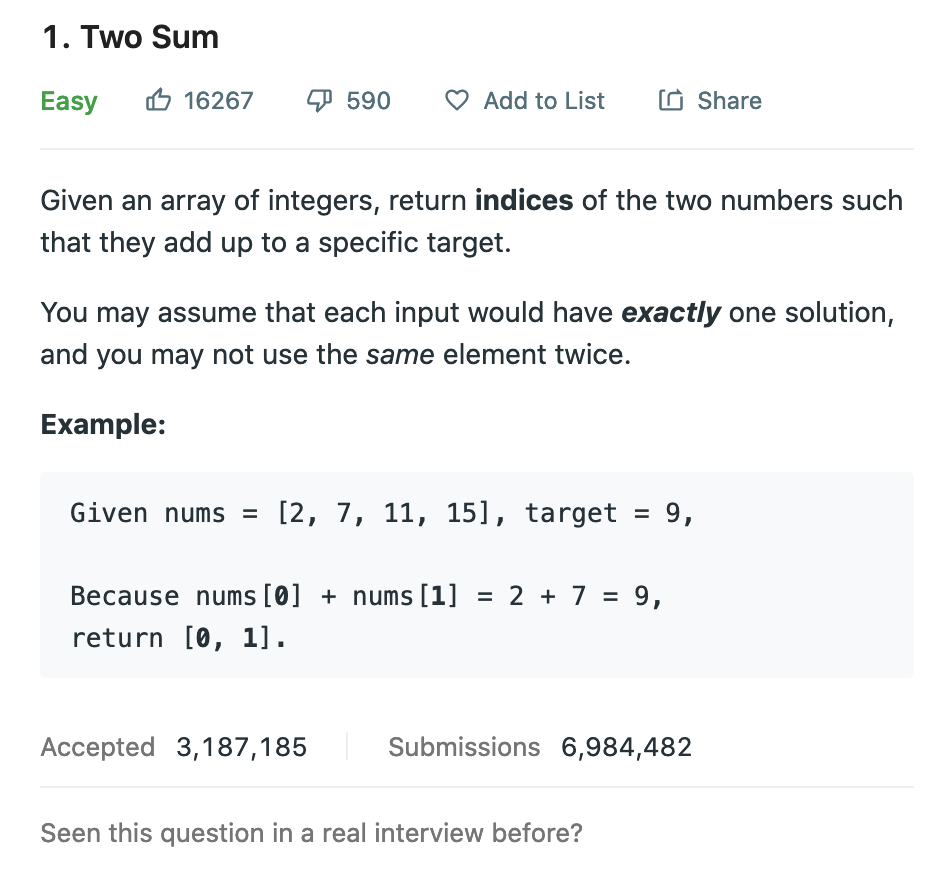 [Leet code] Two Sum