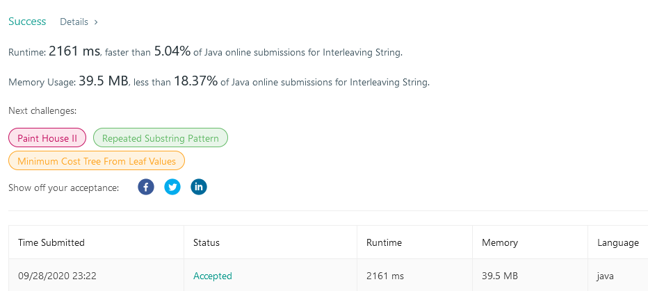 LeetCode - InterLeaving String