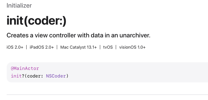 init(frame:) / init(coder:) / required init