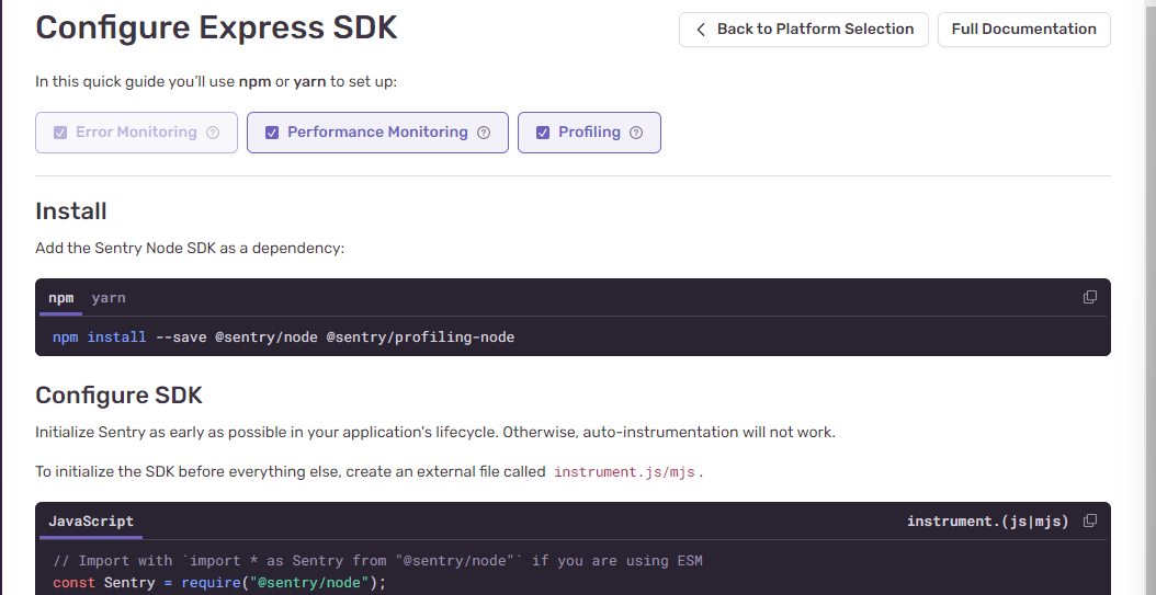 [express] Sentry 적용하기