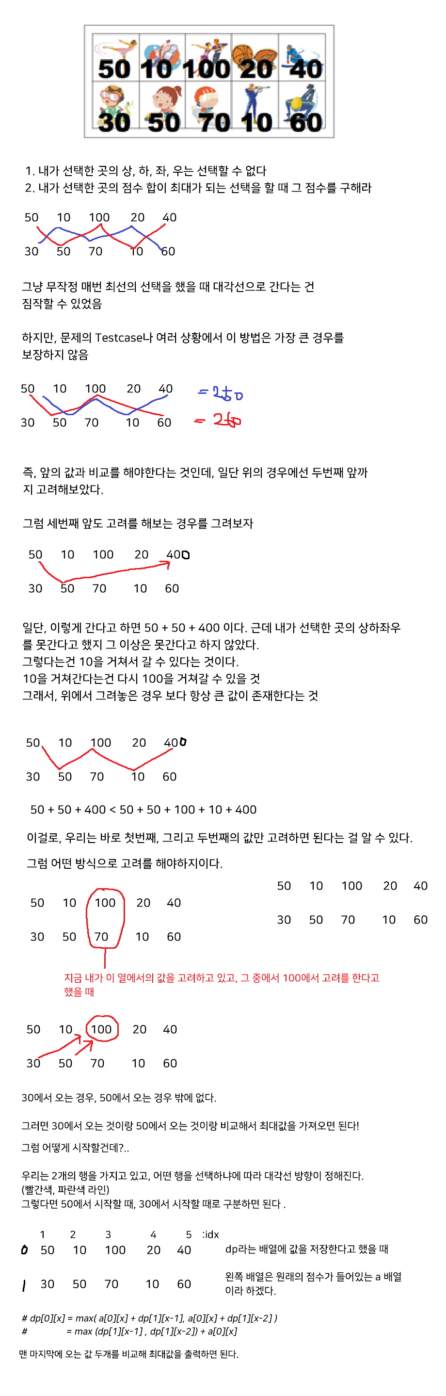 [DP] 9465 스티커, 파이썬