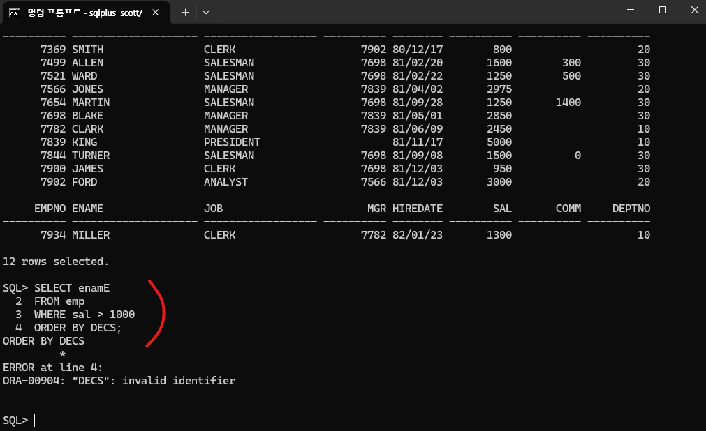 [SQL/Oracle] ED 명령어 | .buf 사용법 | 여러줄 한번에 수정 및 입력