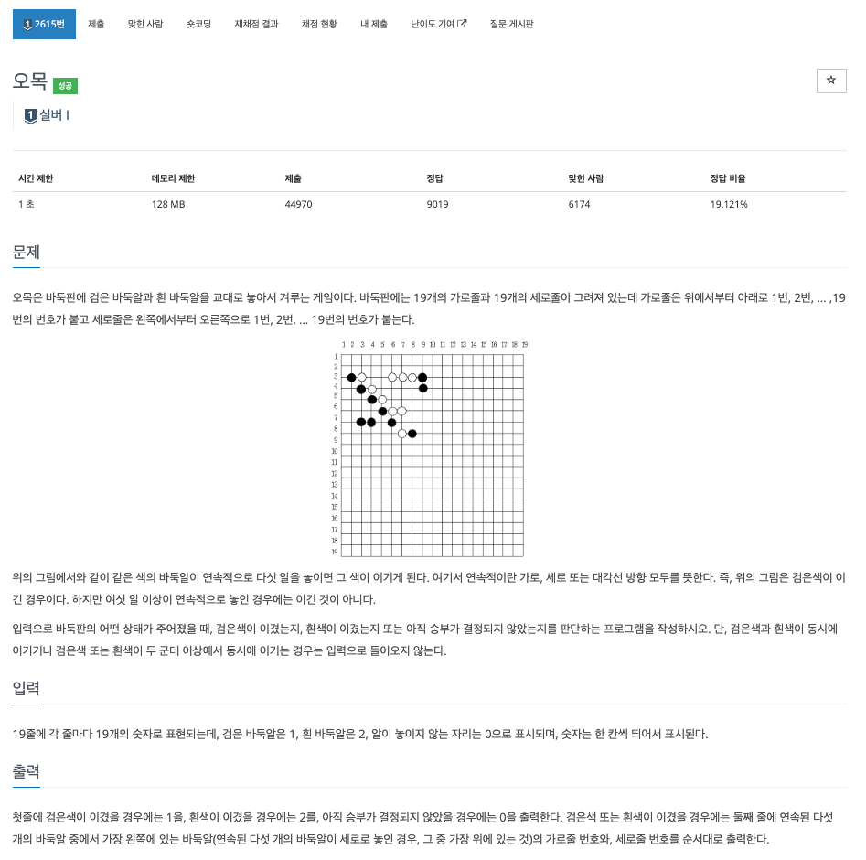[Algorithm] 99클럽 코테 스터디 14일차 TIL BOJ 2615