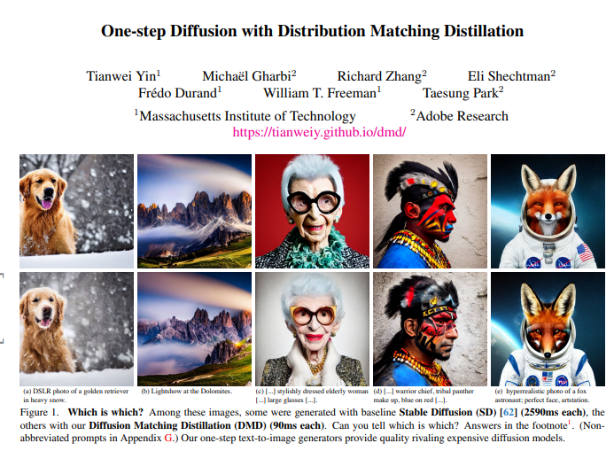 One-step Diffusion with Distribution Matching Distillation