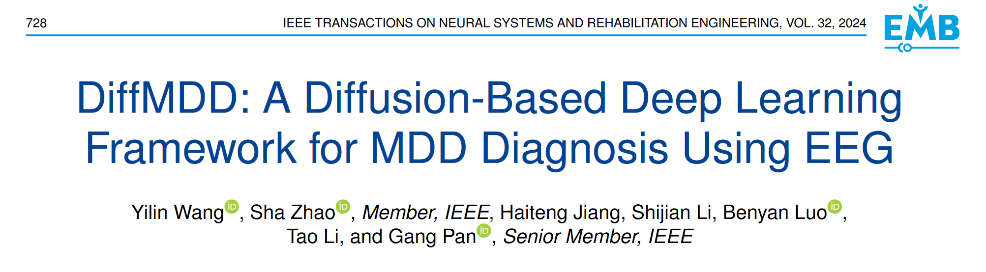 Diffmdd A Diffusion Based Deep Learning Framework For Mdd Diagnosis Using Eeg
