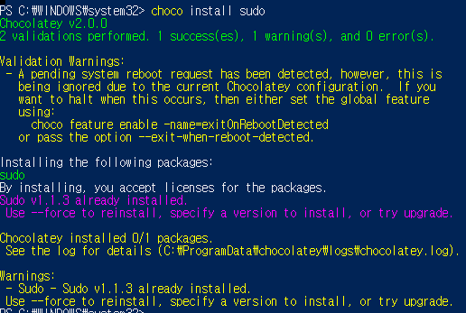 window에서 sudo 명령어가 안될 때