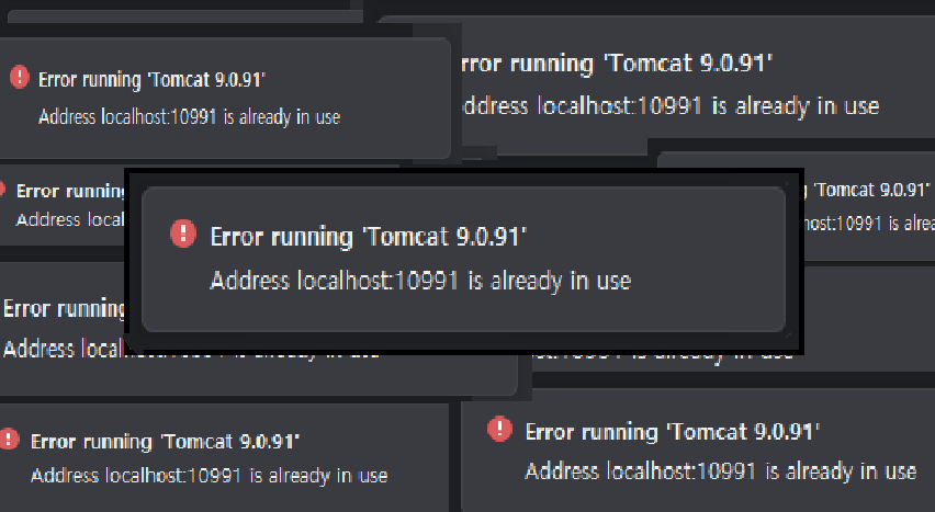 Intellijtomcat Address Localhost10991 Is Already In Use 모든 포트 사용 중 오류