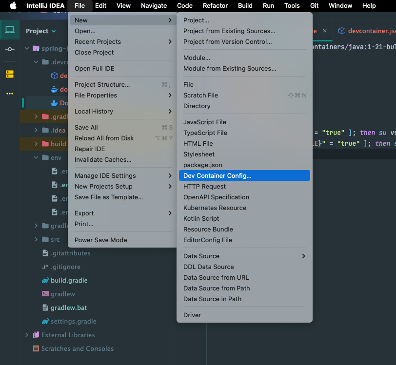 IntelliJ에서 Dev Container 환경 구축하기