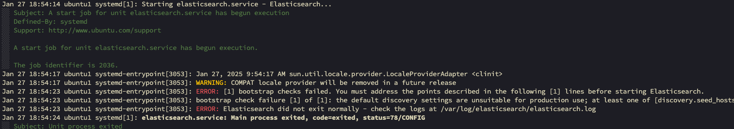 elasticsearch.service 실행 오류
