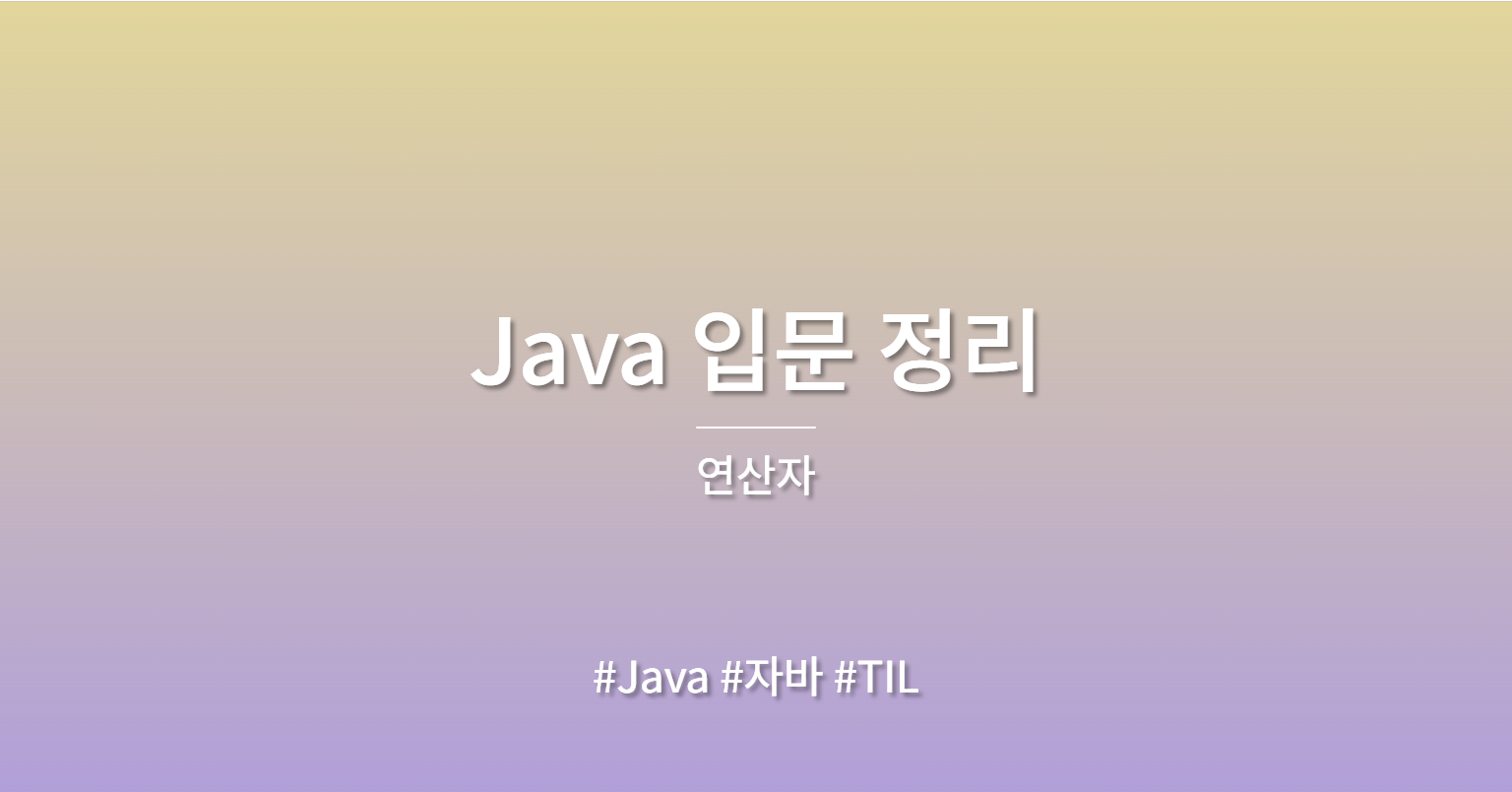 Java 입문 - (2) 연산