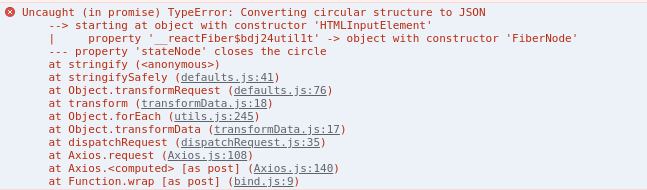 react 작업중 Converting circular structure to JSON 에러