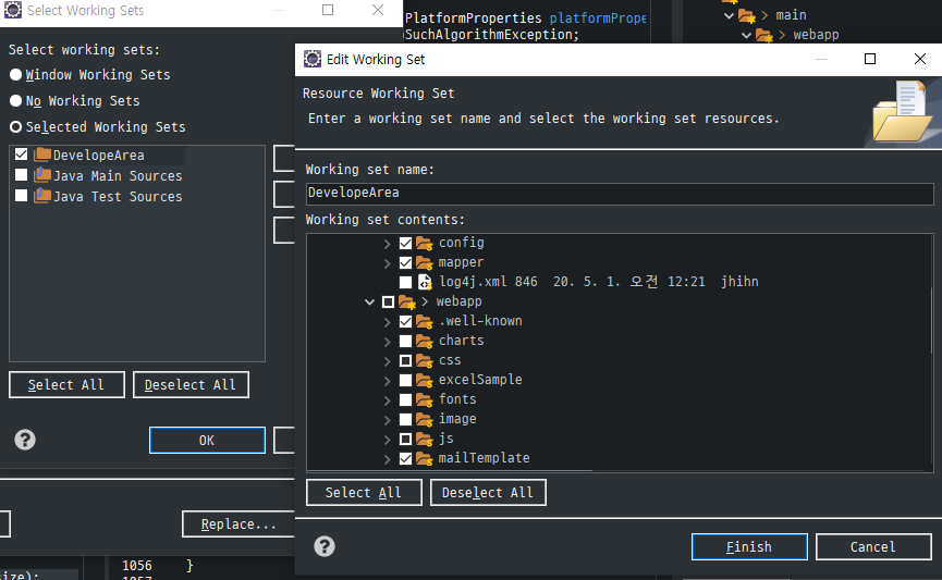  Eclipse Ctrl H Working Set 